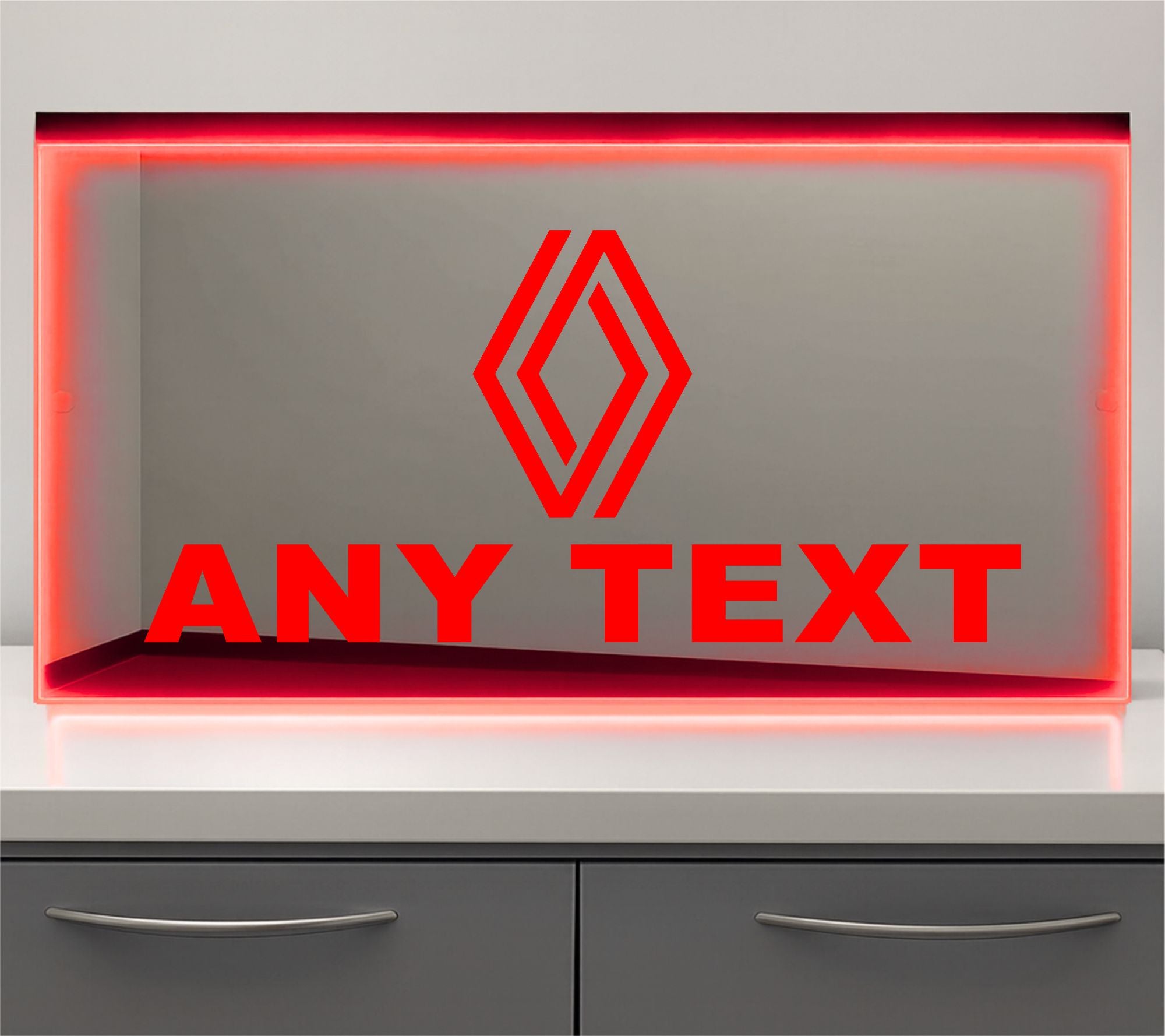 Any Text Renault Bulkhead LED Mirror Light – Customisable RGB Display ...